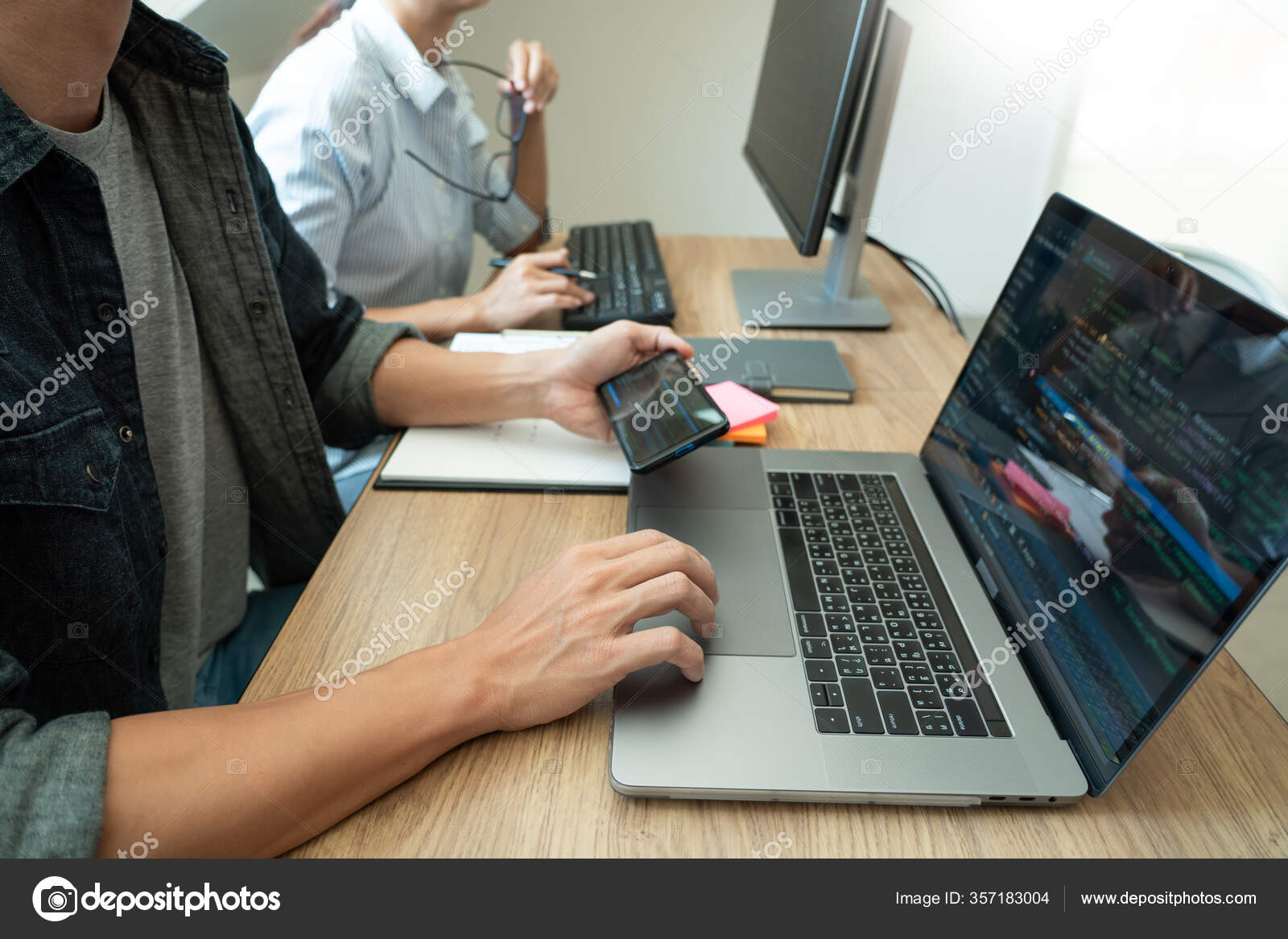 Team Programmers Working Together Development Website Design Coding Technologies Software