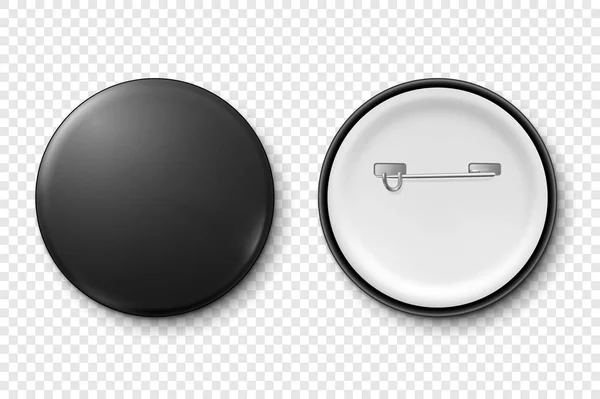 Pin badges. Blank round metal button badge or brooch vector isolated ...