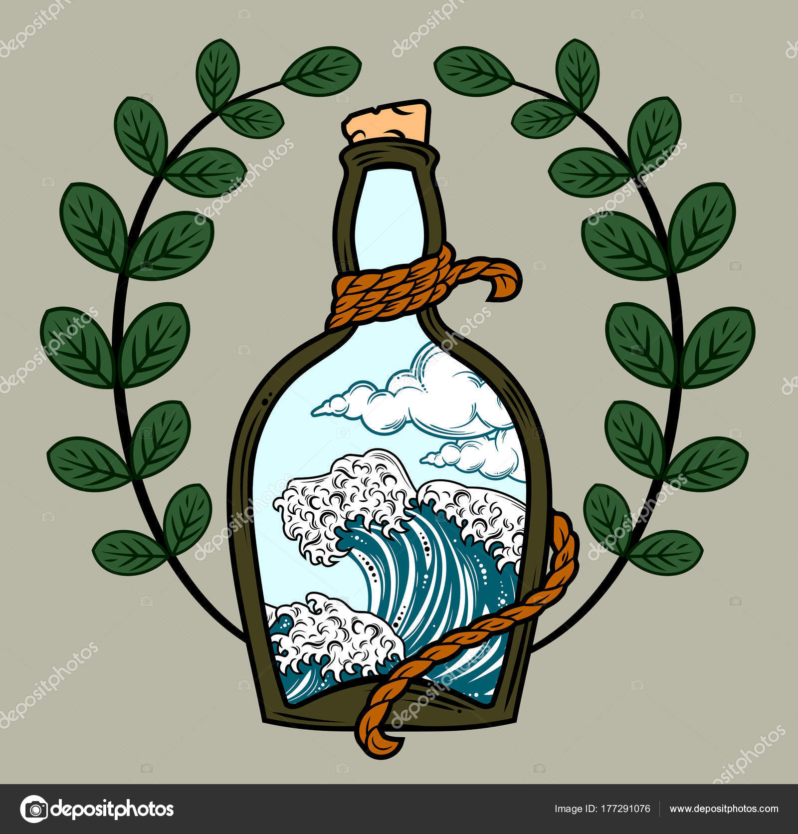 Glass Bottle With Cork Drawing