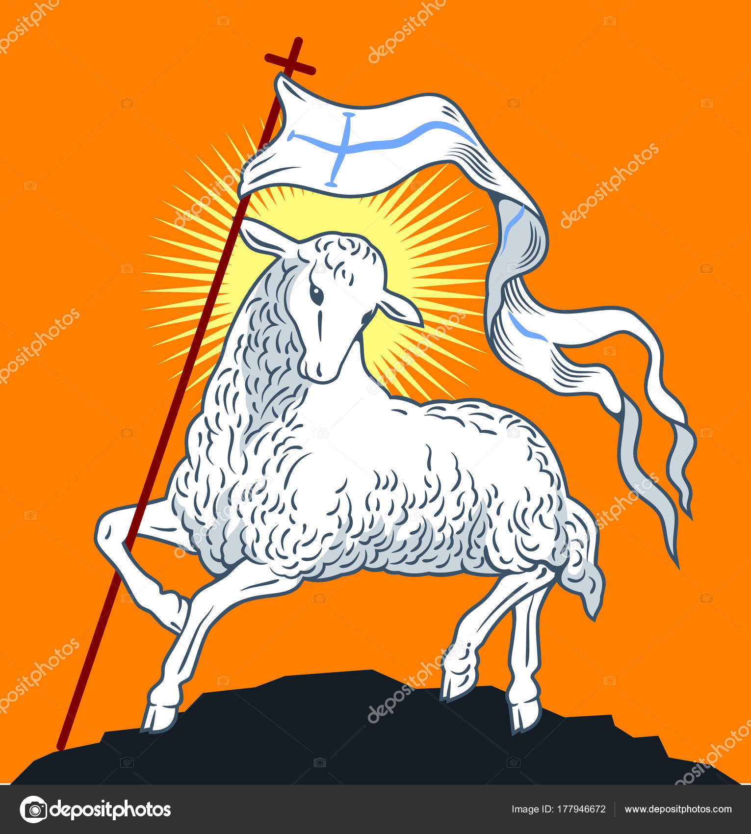 White Lamb Banner Stock Vector by ©imagoaiva 177946672