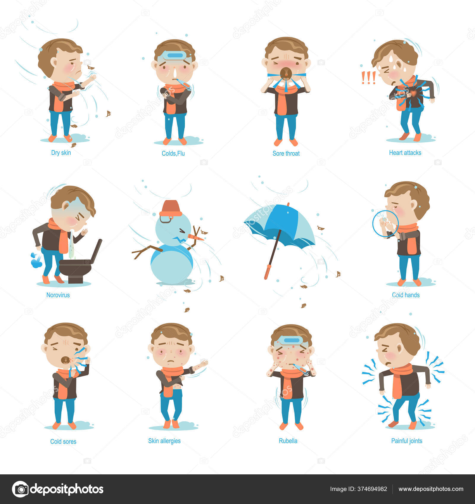 Doente Ilustração Vetorial Inverno Vetor de ©ann131313 374694982