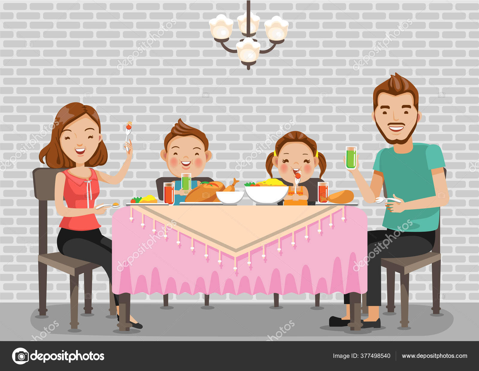 Family Dinner Cartoon Illustration Stock Illustration by ©ann131313 ...