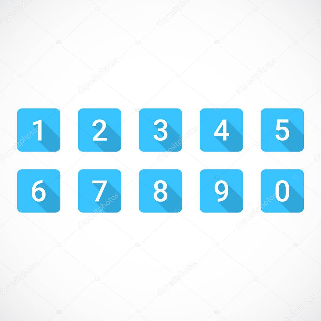 Conjunto de n meros 0-9. Conjunto de iconos de n meros azules. Ilustraci n vectorial 2024