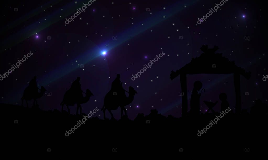 una abstracción de los tres sabios y Jesús 2025