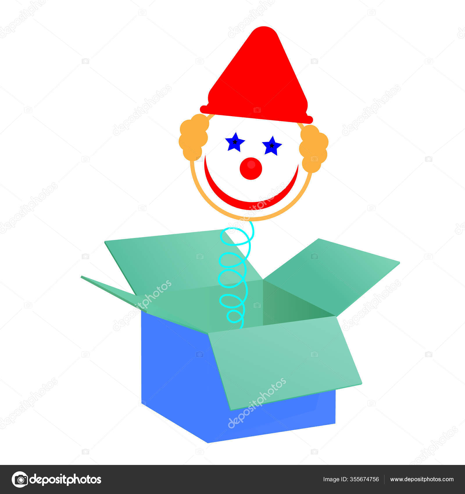 Clown Spring Box Vector Art Illustration Stock Vector Image by ...