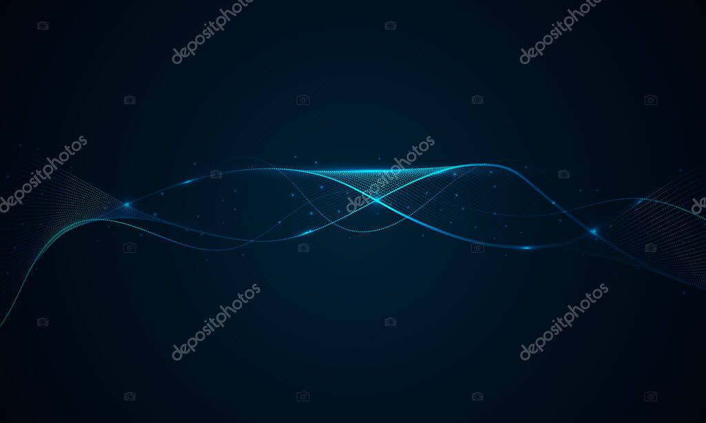 Fondo abstracto de partículas dinámicas de onda sonora, ilustración de ...