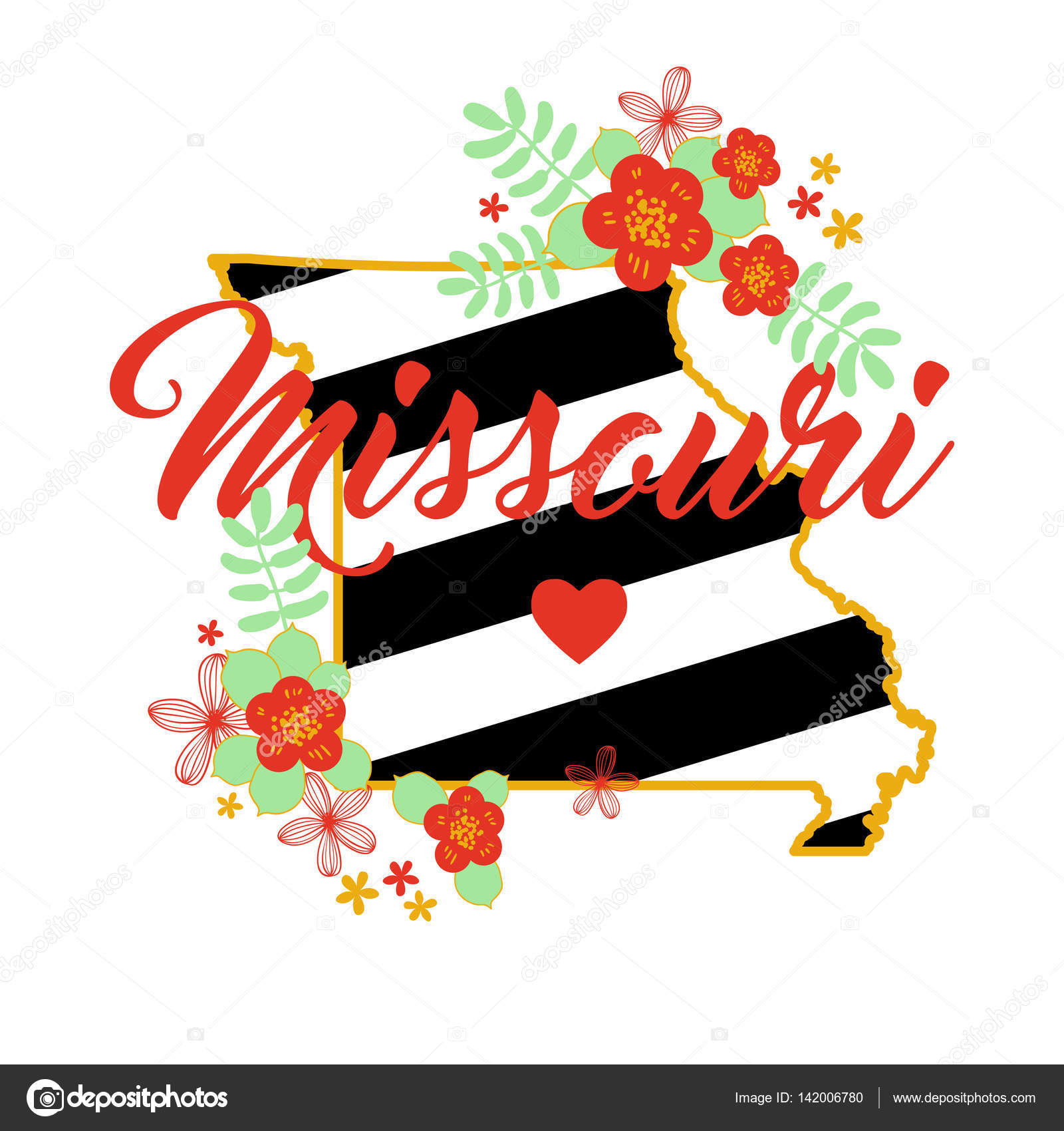 Missouri State Map Creative Vector Typography Lettering Composition ...