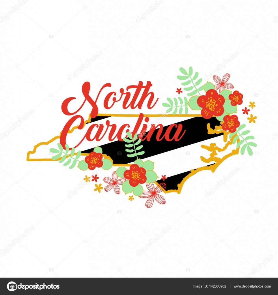 North Carolina State Map Creative Vector Typography Lettering ...