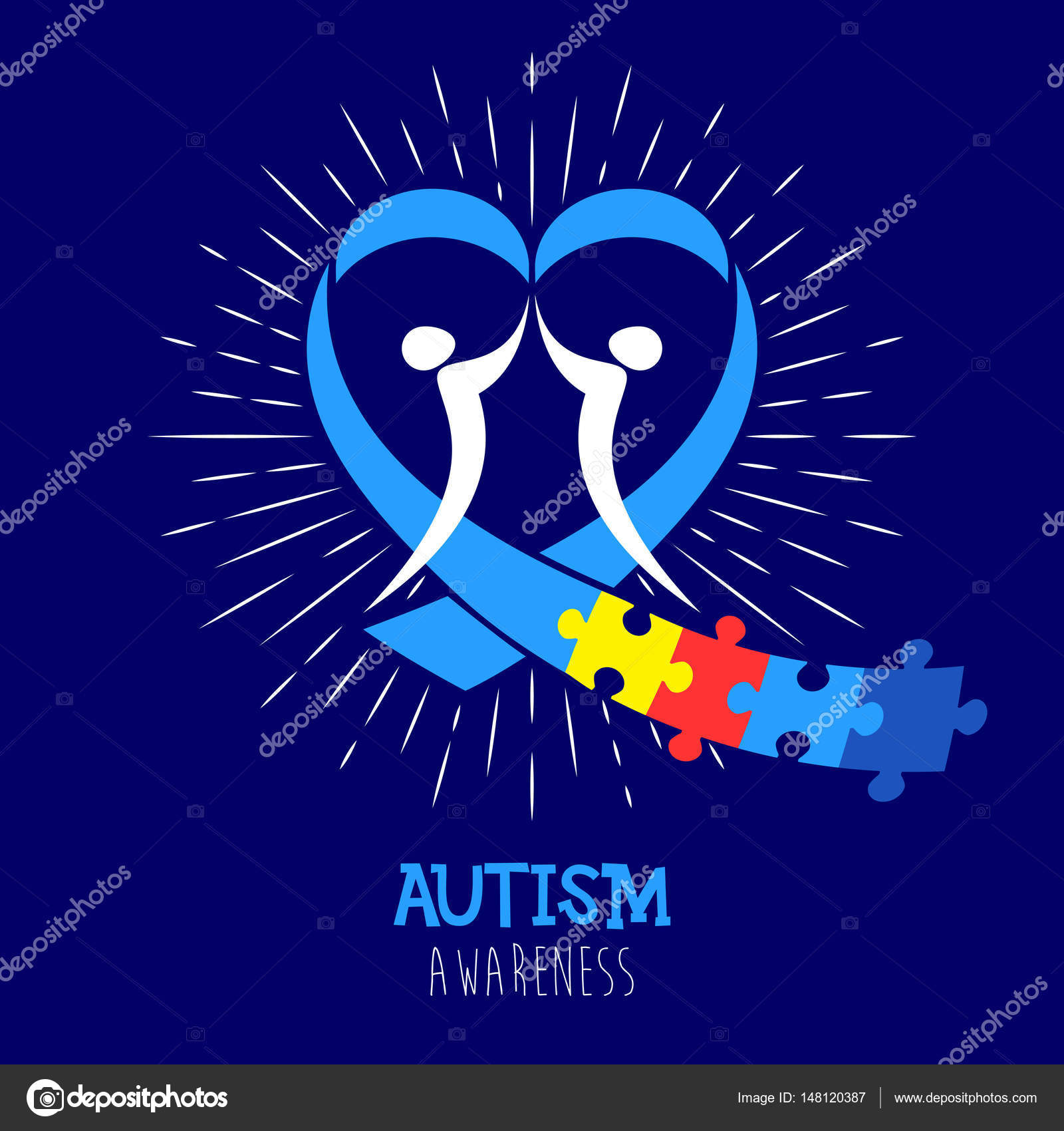 Autism Awareness Heart Ribbon