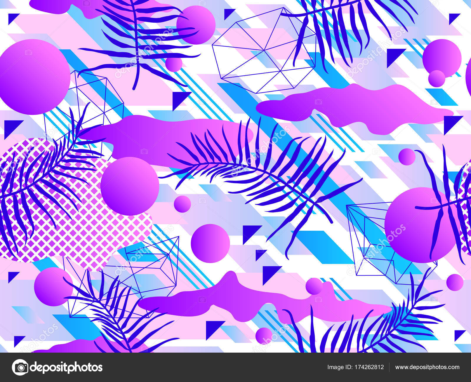 Seamless geometric pattern in retro 80s 90s style. Doodle geometric ...