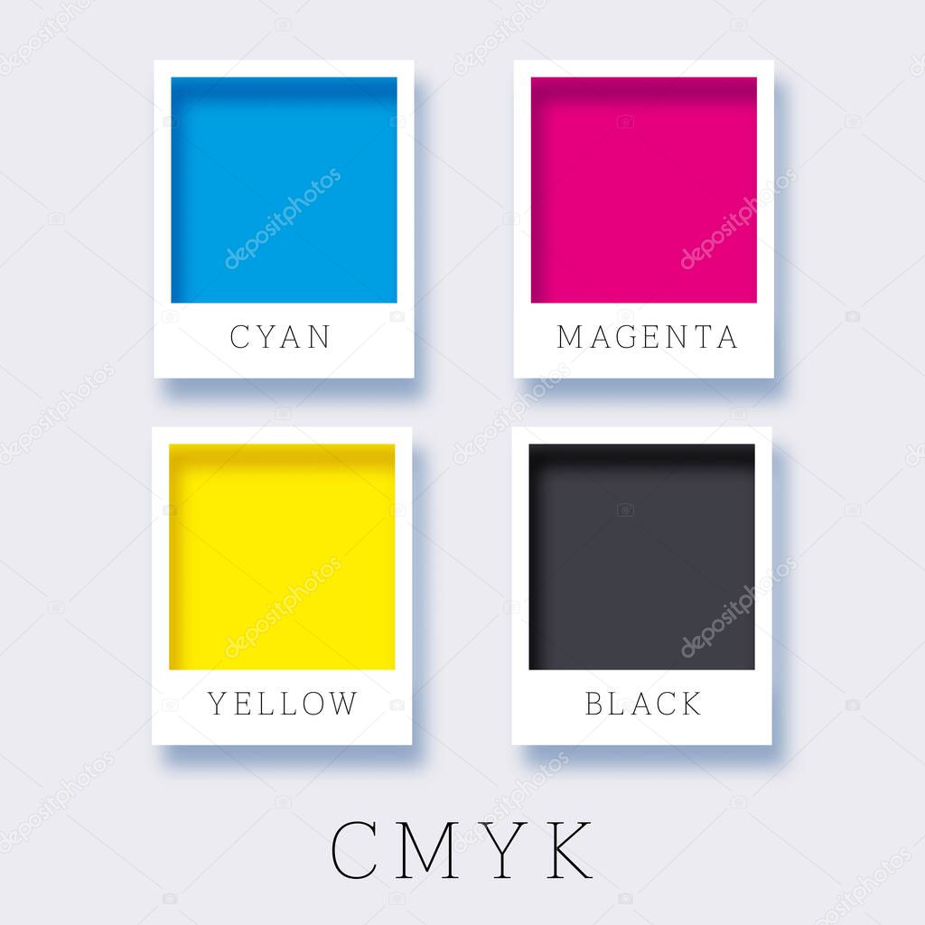CMYK concepto de colores. Proveedor de tinta de impresora y tóner ...