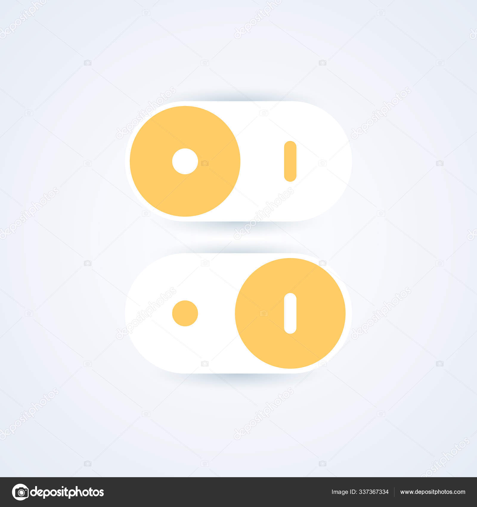On and Off slider button. Switch interface button. Vector 3d ...