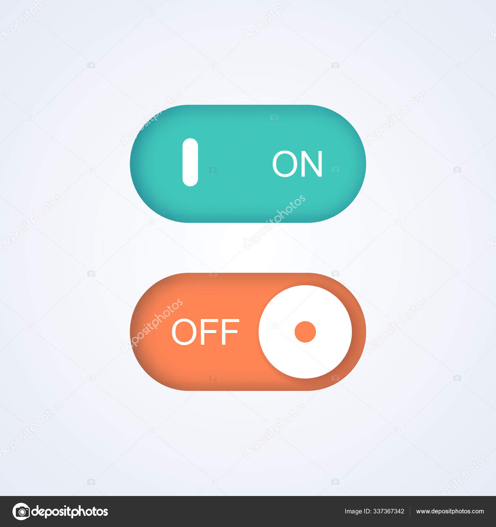 On and Off slider button. Switch interface button. Vector 3d ...