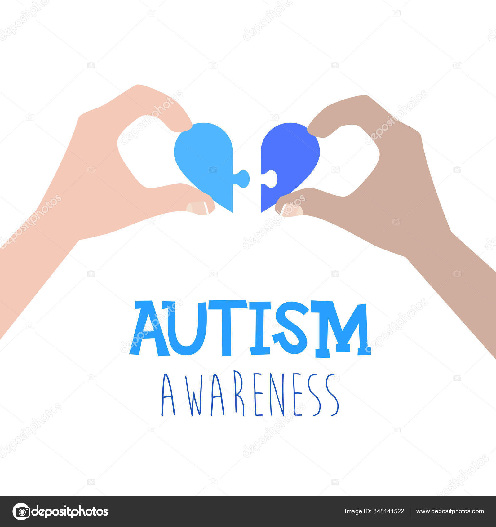 Concepto Conciencia Del Autismo Con Manos Humanas Corazón Azul Concepto ...