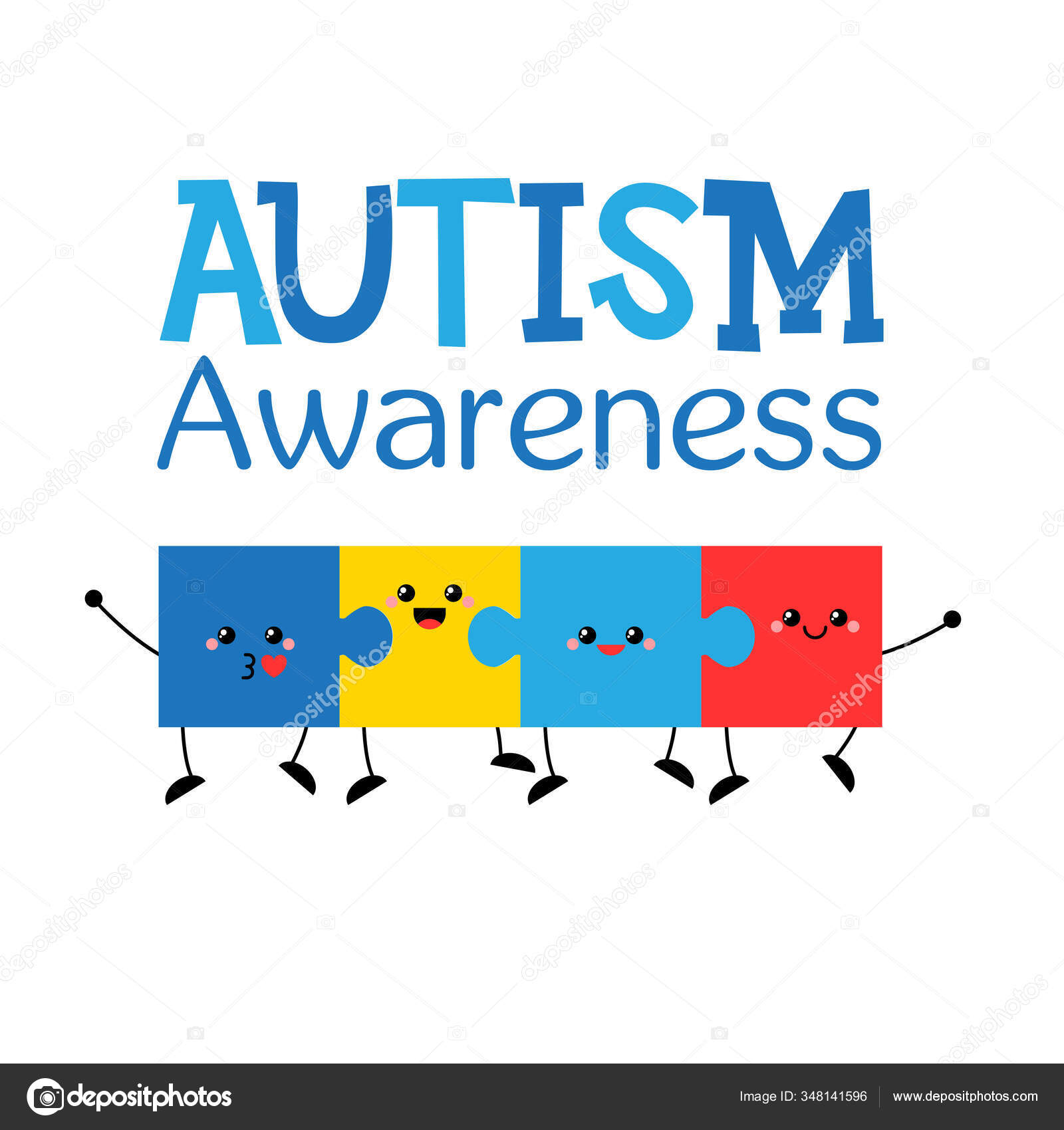 World Autism Awareness Day Colorful Puzzle Vector Design Sign Symbol ...