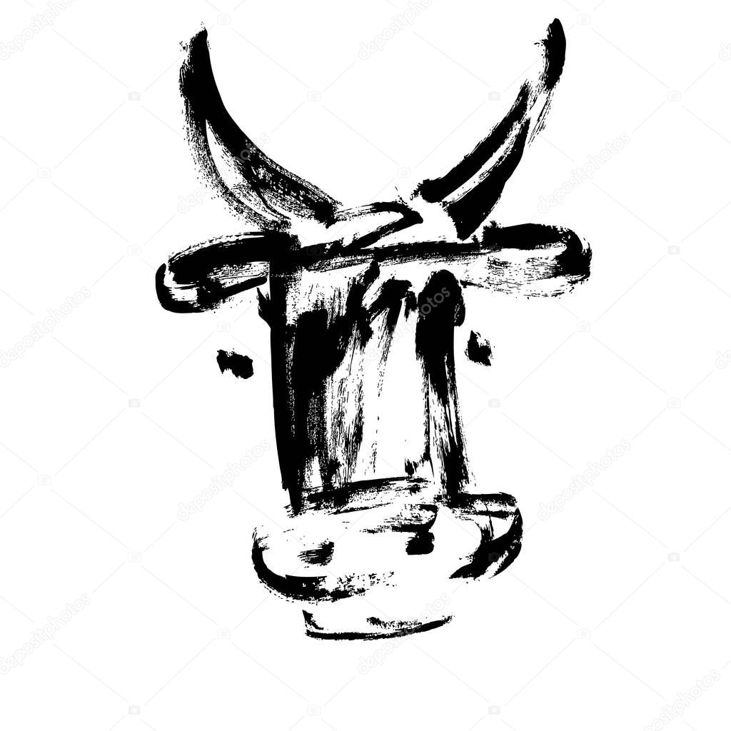 Vaca, toro, buey ilustración vectorial dibujado a mano. Buey, toro ...