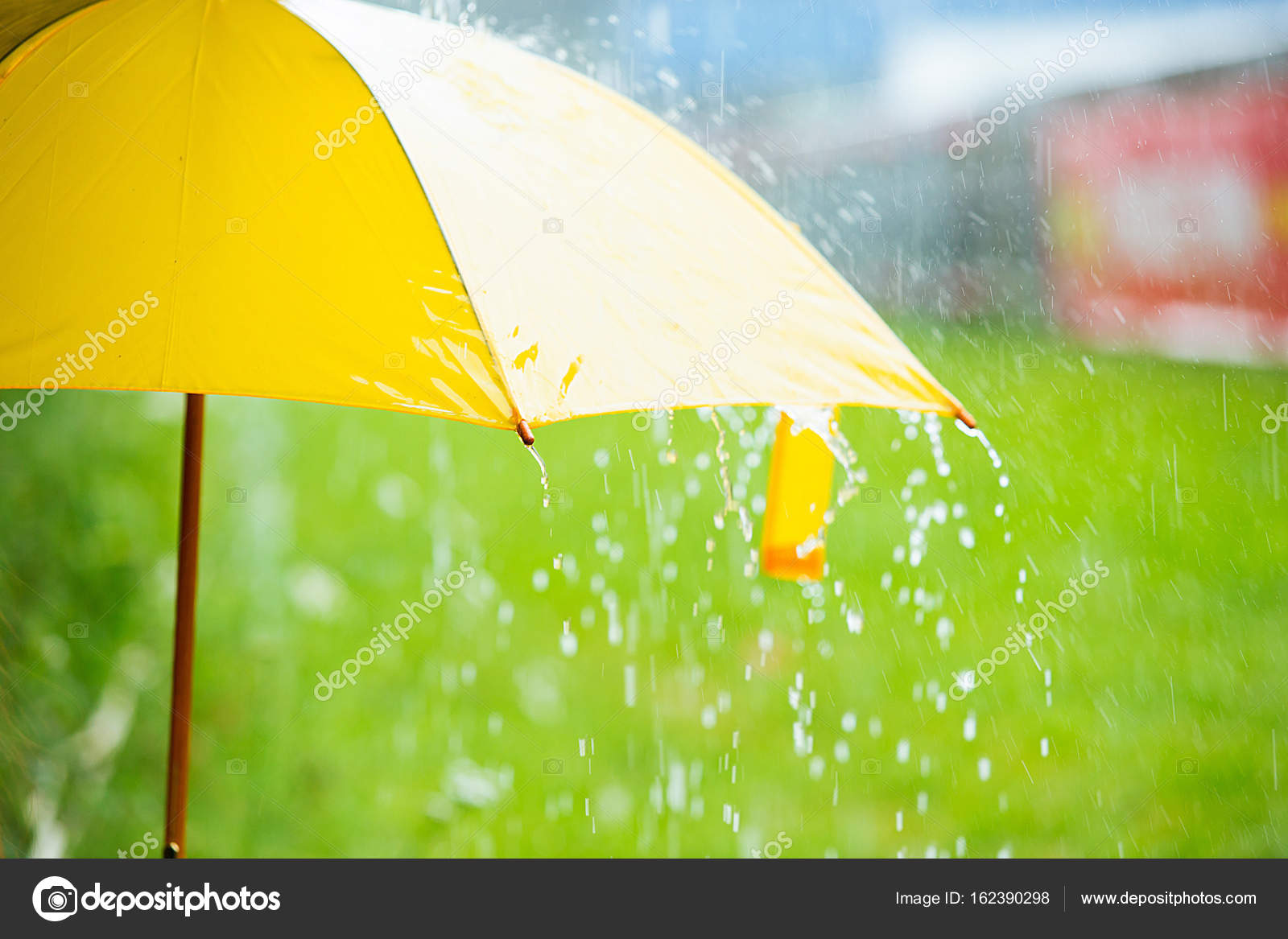 Rain Falling On Umbrella