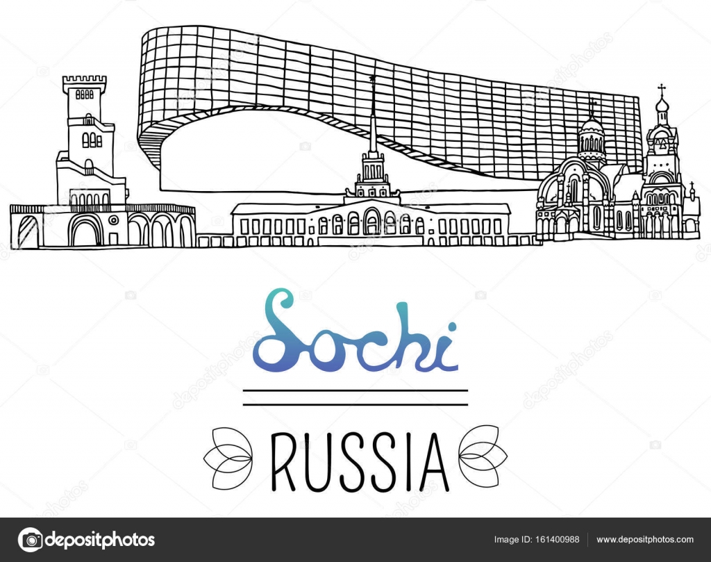 Set of the landmarks of Sochi, Russia. Vector Illustration. Business ...