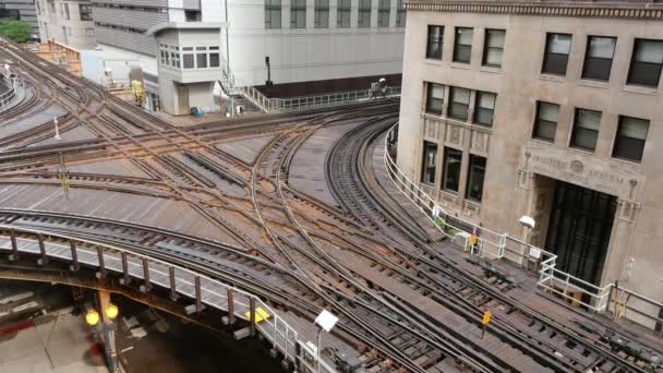 Elevated Metro in Chicago Loop Financial District — Stock Video ...