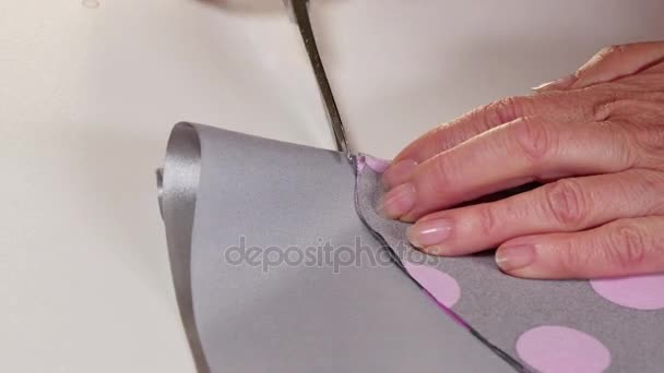 Dressmaker Cutting Clothes with Scissors Closeup — Stock Video ...