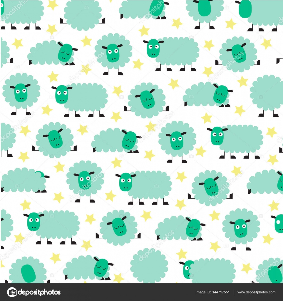 Cute sleepy sheep pattern Stock Vector by ©scrapster 144717551