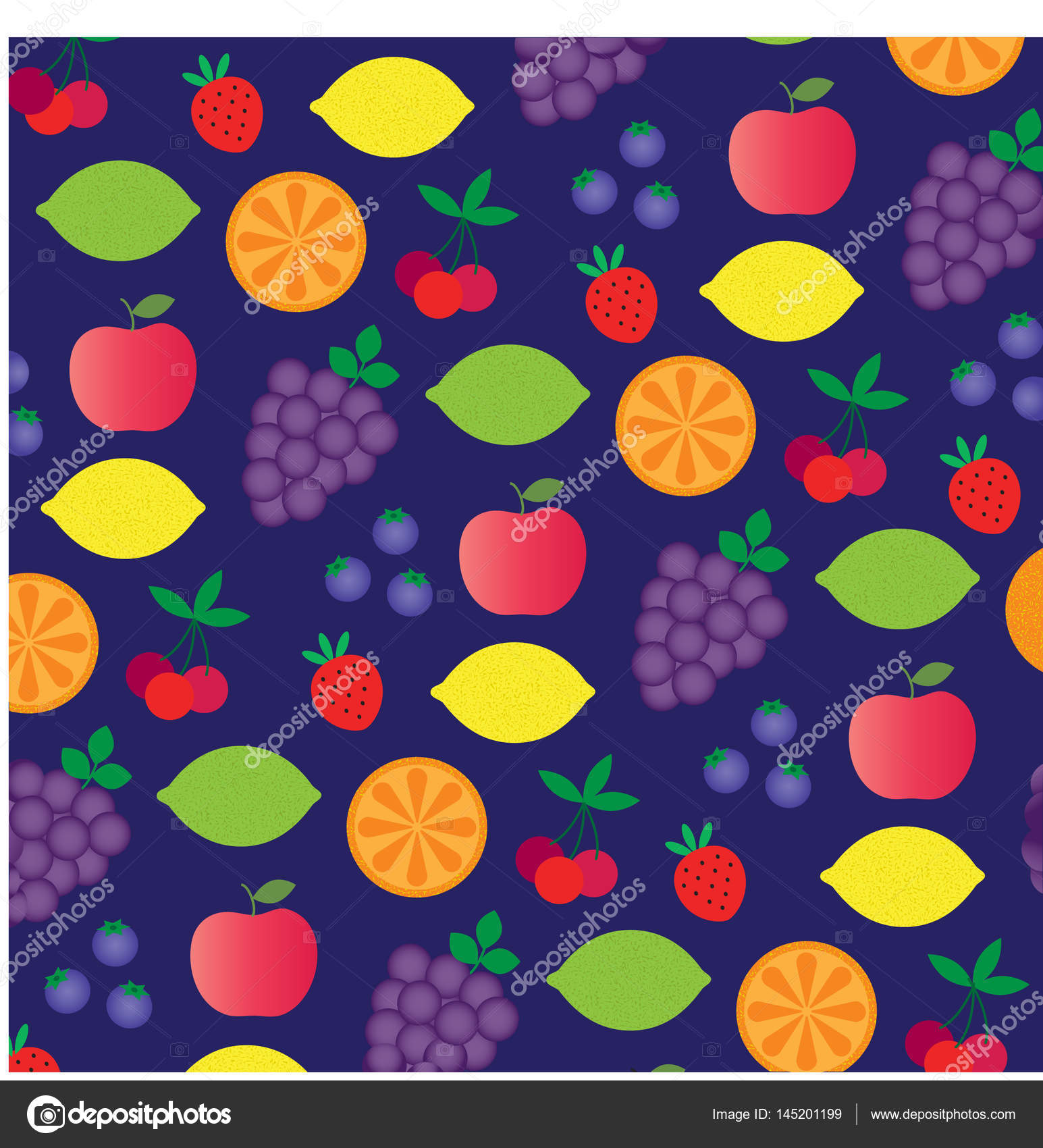 Cartoon fruit pattern Stock Vector by ©scrapster 145201199