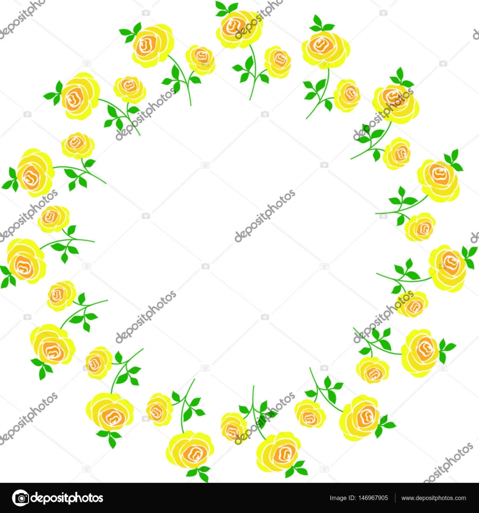 Yellow rose flowers circle frame Stock Vector by ©scrapster 146967905
