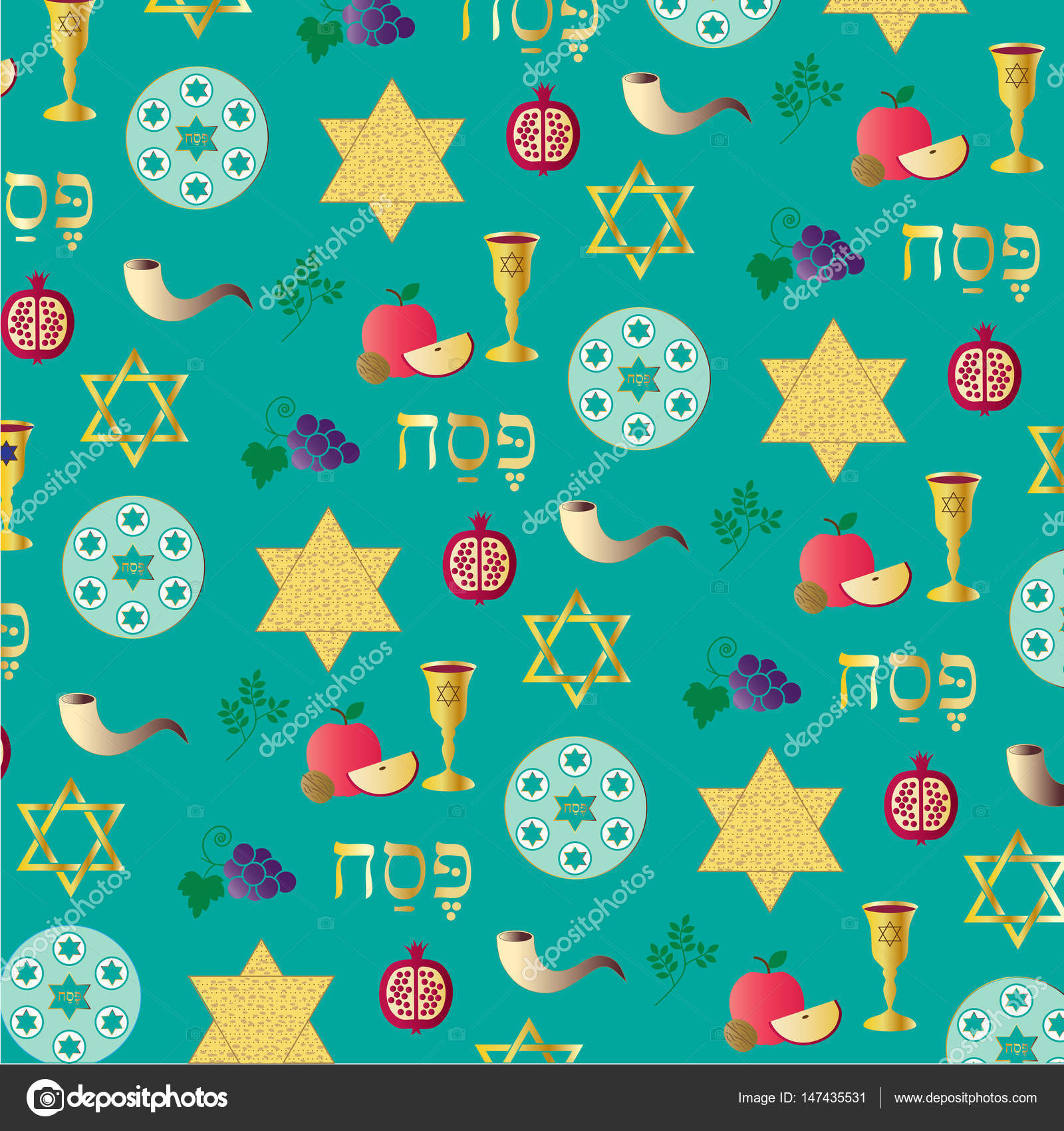 Seamless pattern with passover elements Stock Vector Image by ...