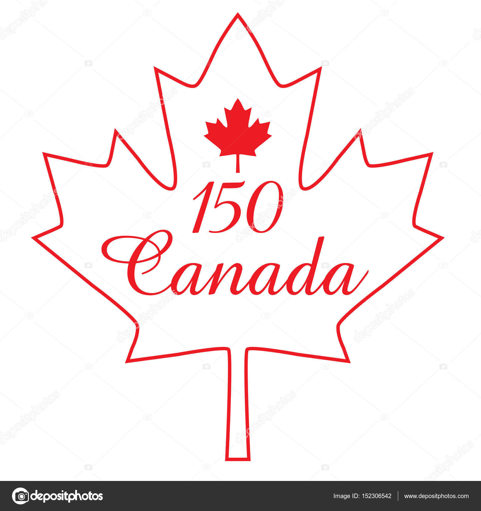 Canada 150 in red outline leaf Stock Vector Image by ©scrapster #152306542