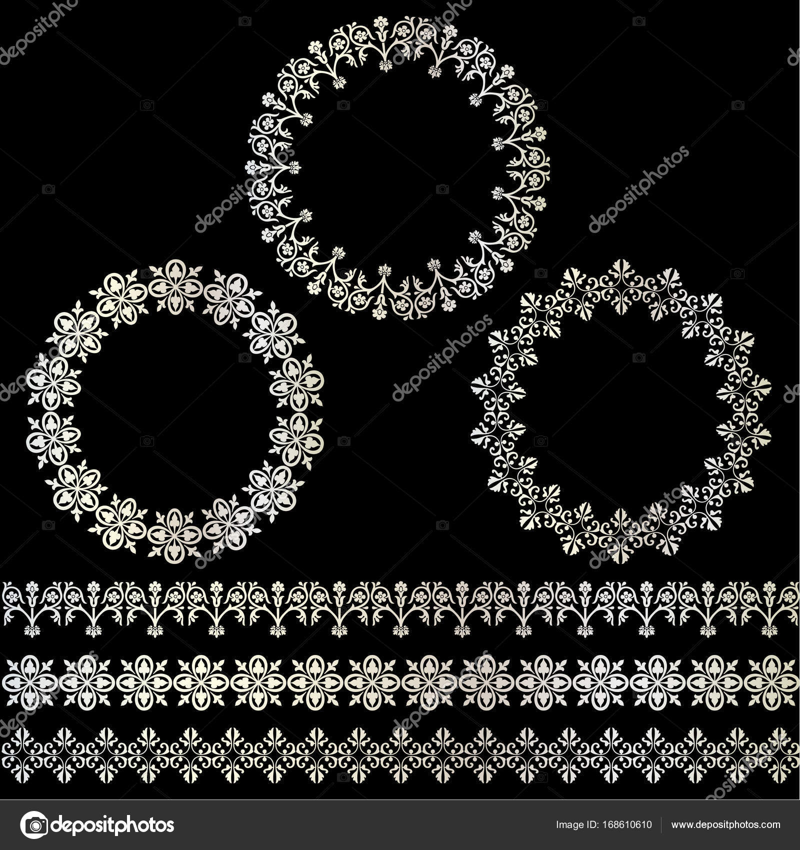 Silver circle frames and border patterns Stock Vector Image by ...