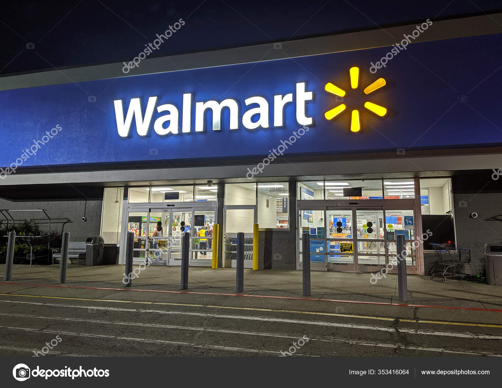 Walmart Store Front At Night
