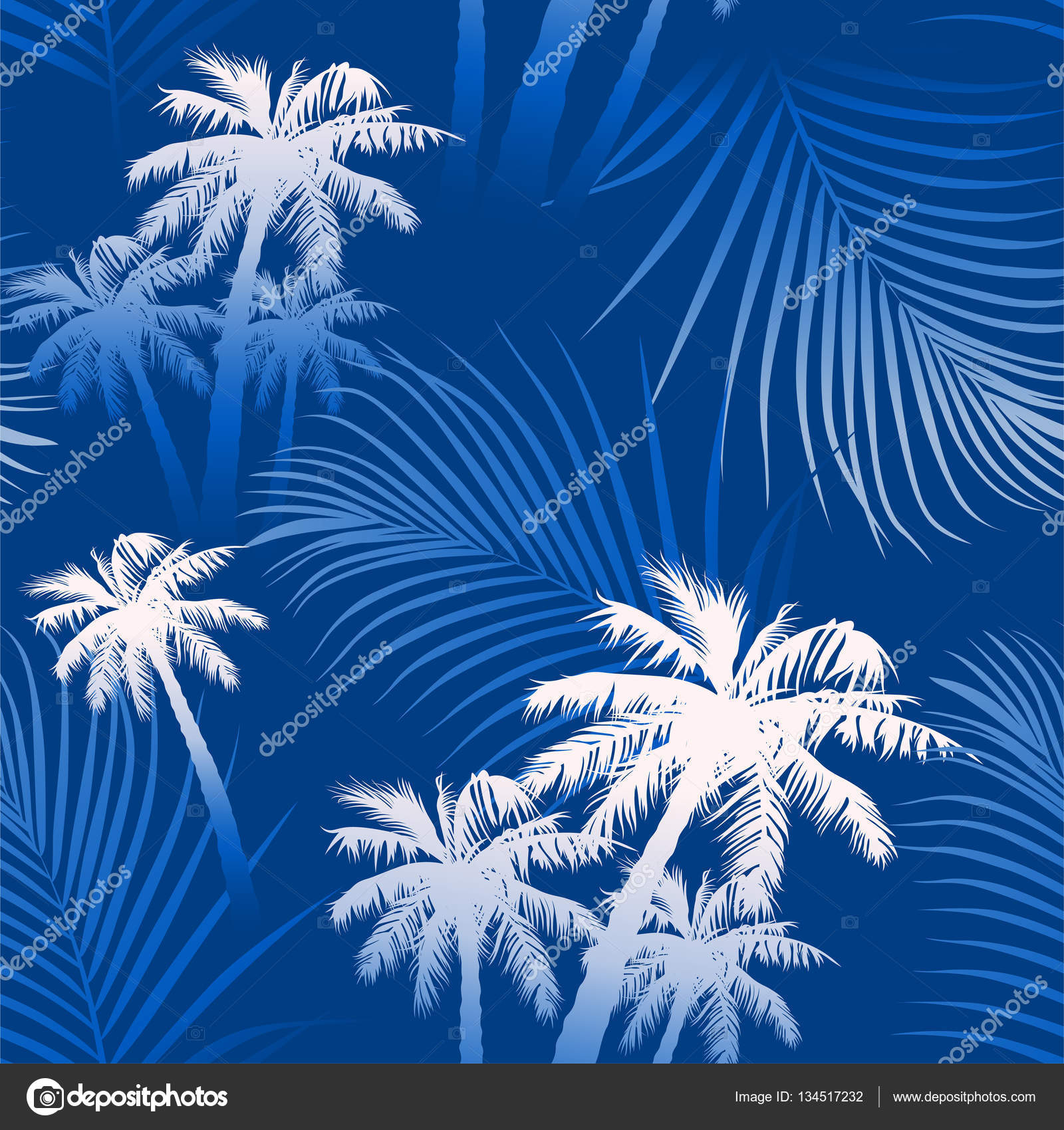 Tropical summer palm trees seamless pattern Stock Vector Image by ...