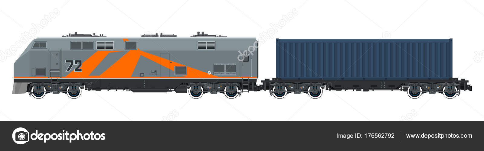 Locomotora con contenedor de carga aislado Vector de stock #176562792 ...