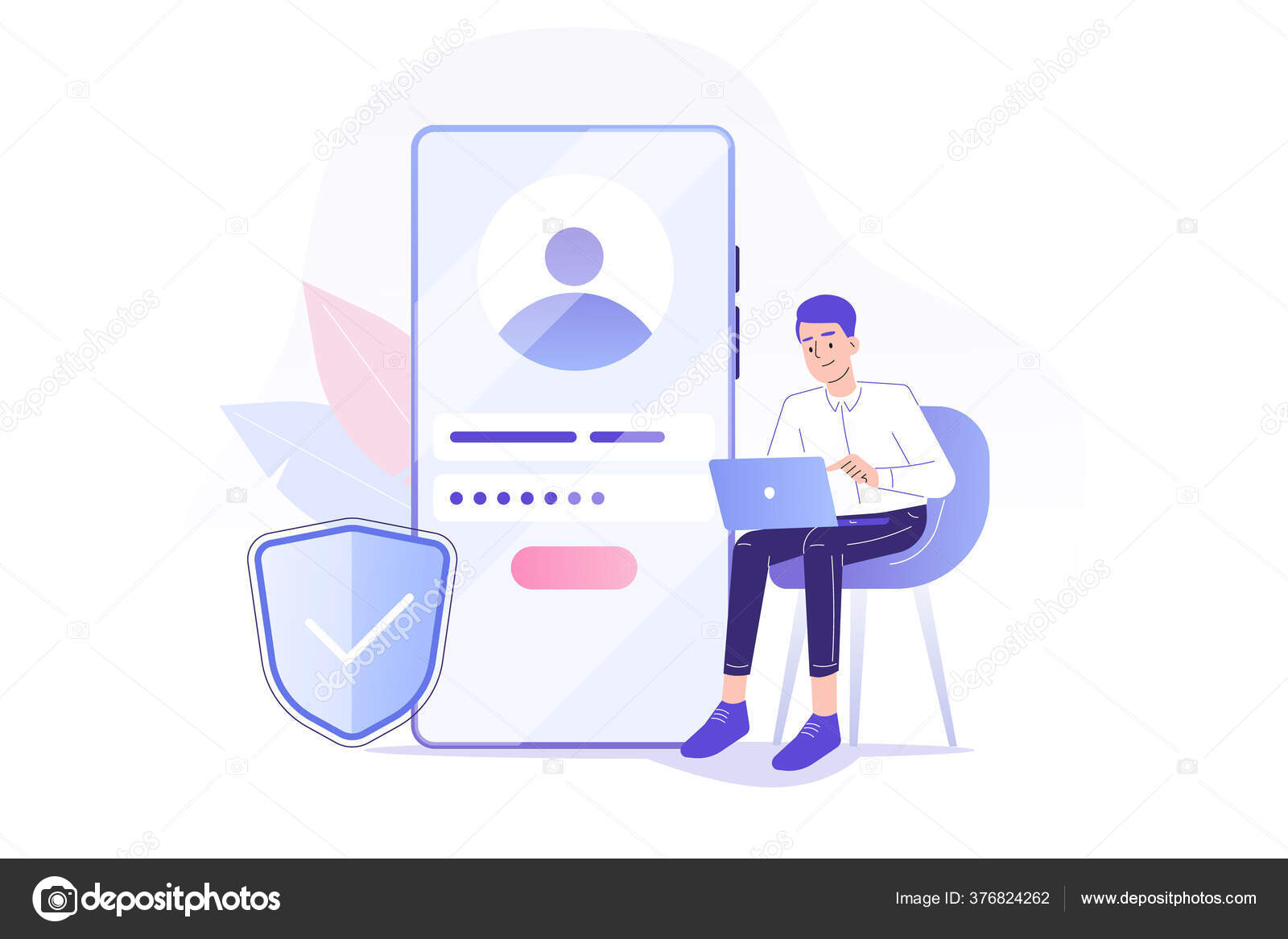 Online Registration Sign Concept Young Man Signing Login Online Account ...