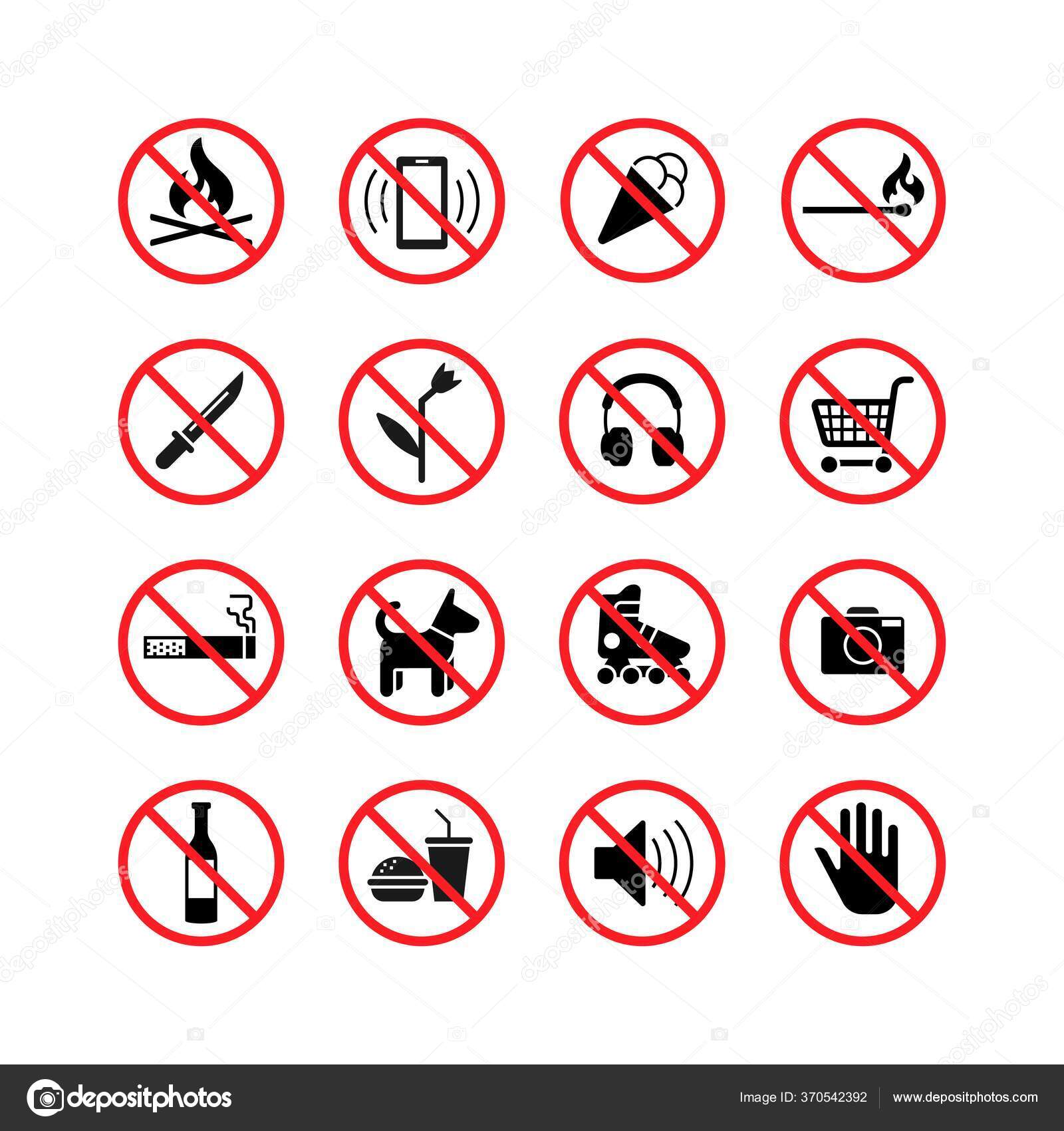 Set Prohibition Signs Stock Vector Image by ©bartamarabara #370542392