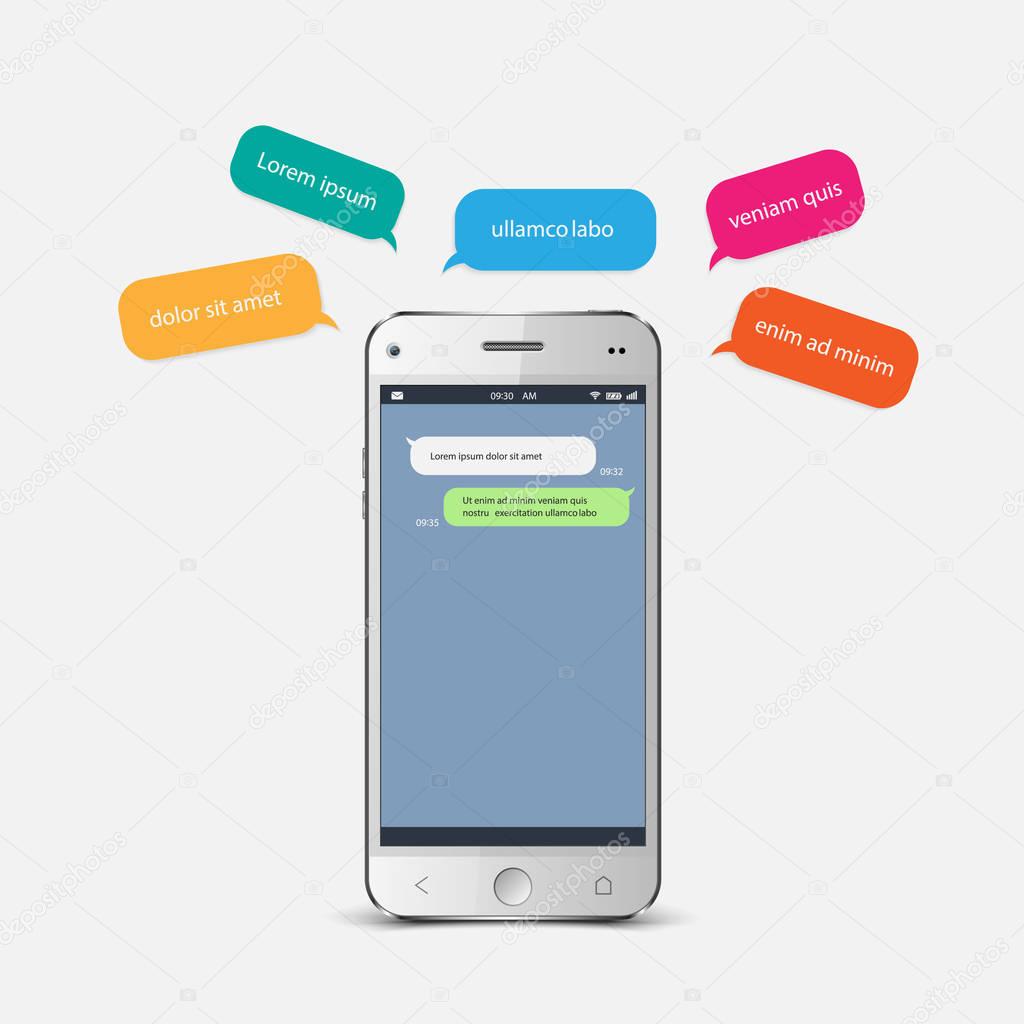 Smartphone chatting sms template bubbles. vector — Stock Vector ...