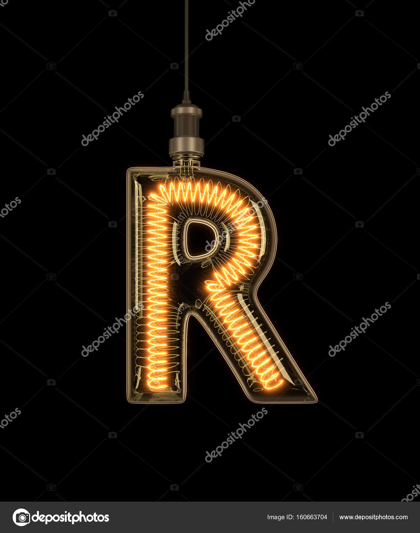 Alphabet R made of light bulb. 3D illustration Stock Photo by ...