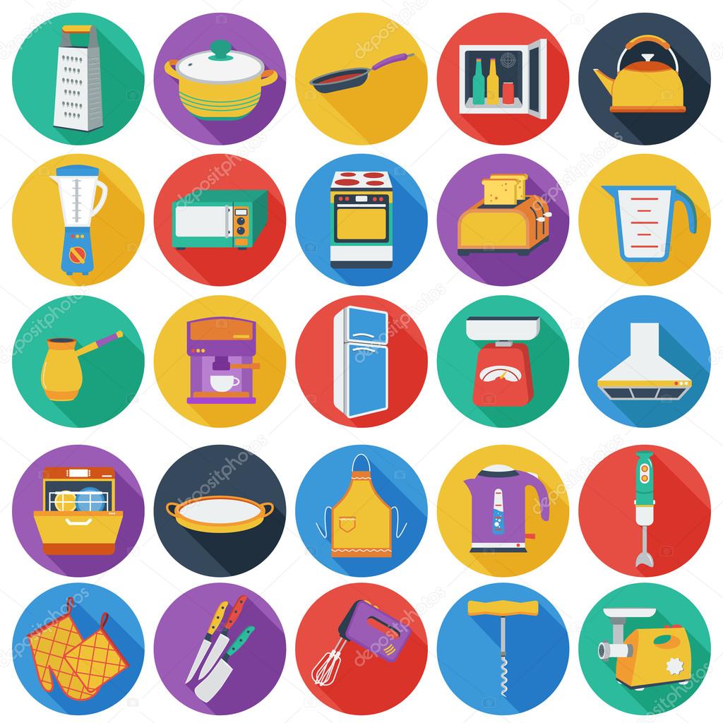 Conjunto de iconos de cocina en estilo plano. Gran colección de cocina ...