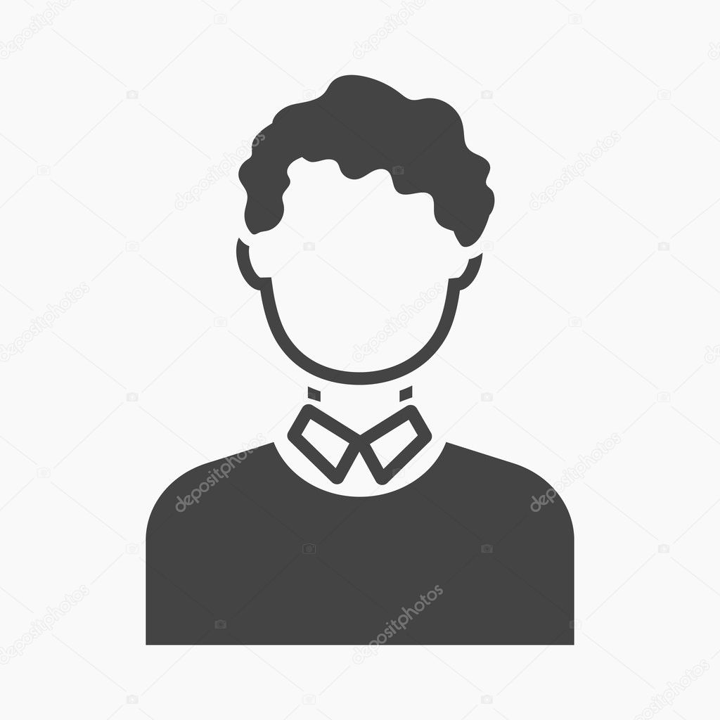 Curly boy icon simple. Single avatar,peaople icon from the big avatar ...