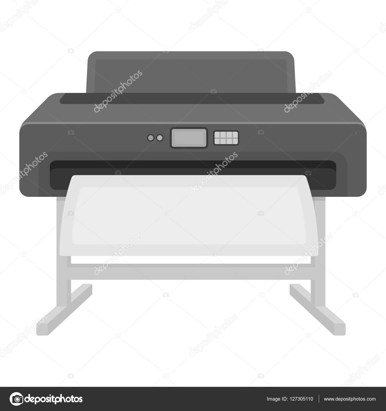 Large format printer icon in monochrome style isolated on white ...