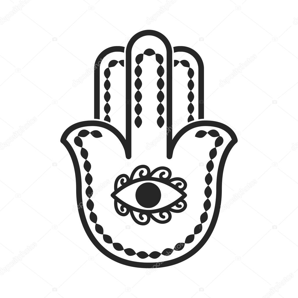 Hamsa icon in black style isolated on white background. Religion symbol ...
