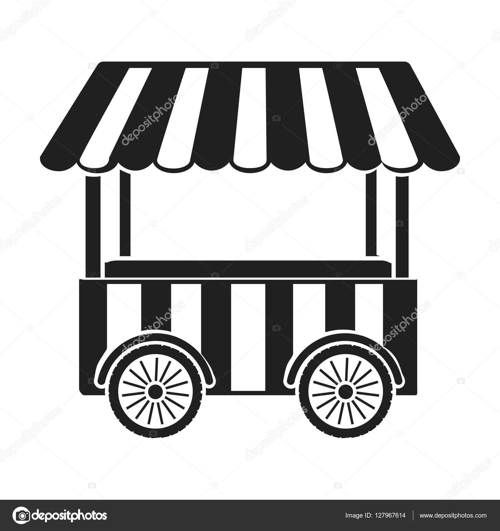 Snack cart icon in black style isolated on white background. Circus ...
