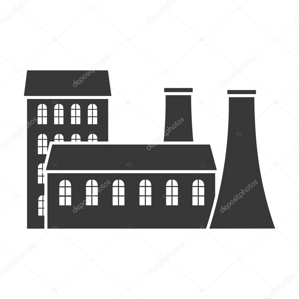 Factory icon in black style isolated on white background. Factory ...