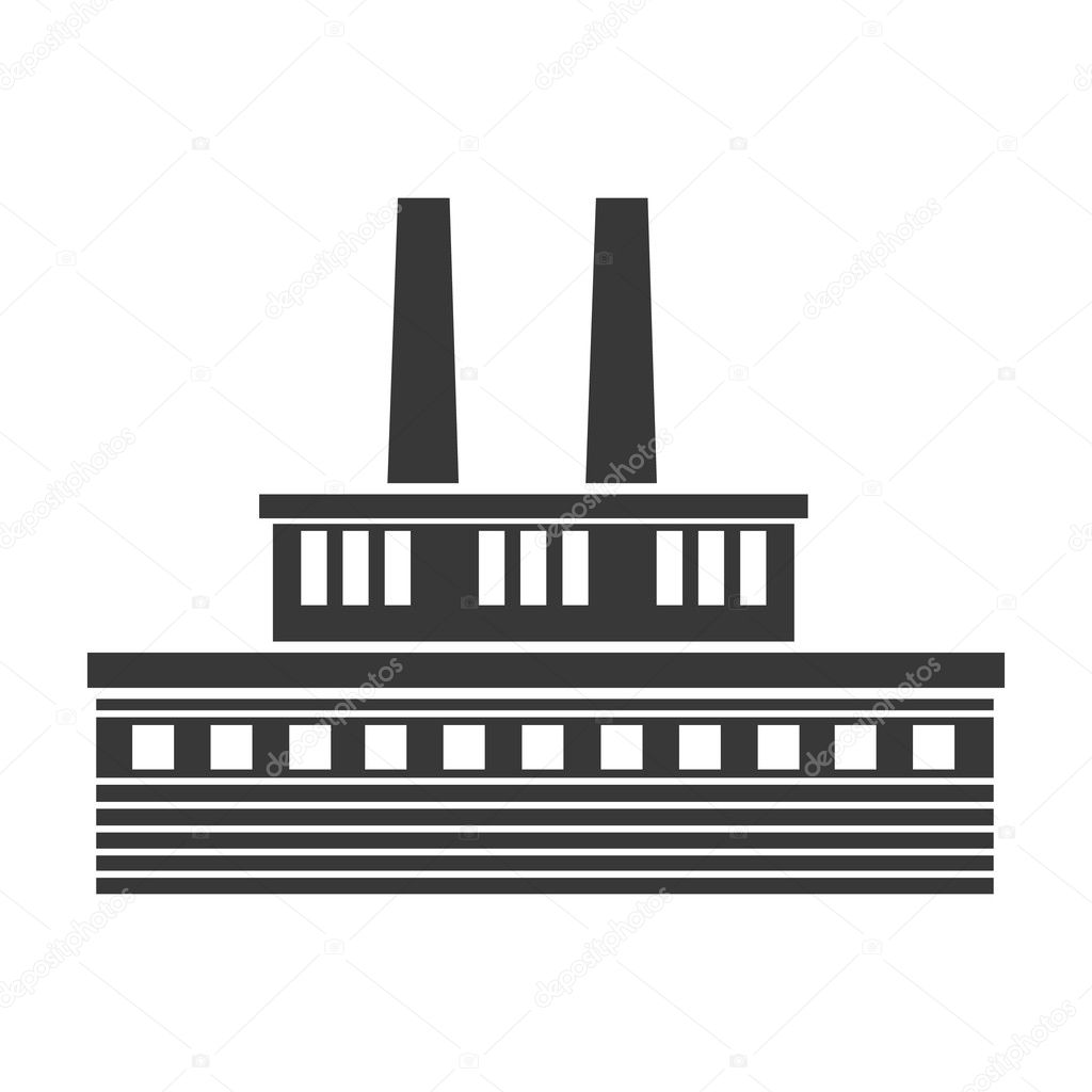 Factory icon in black style isolated on white background. Factory ...