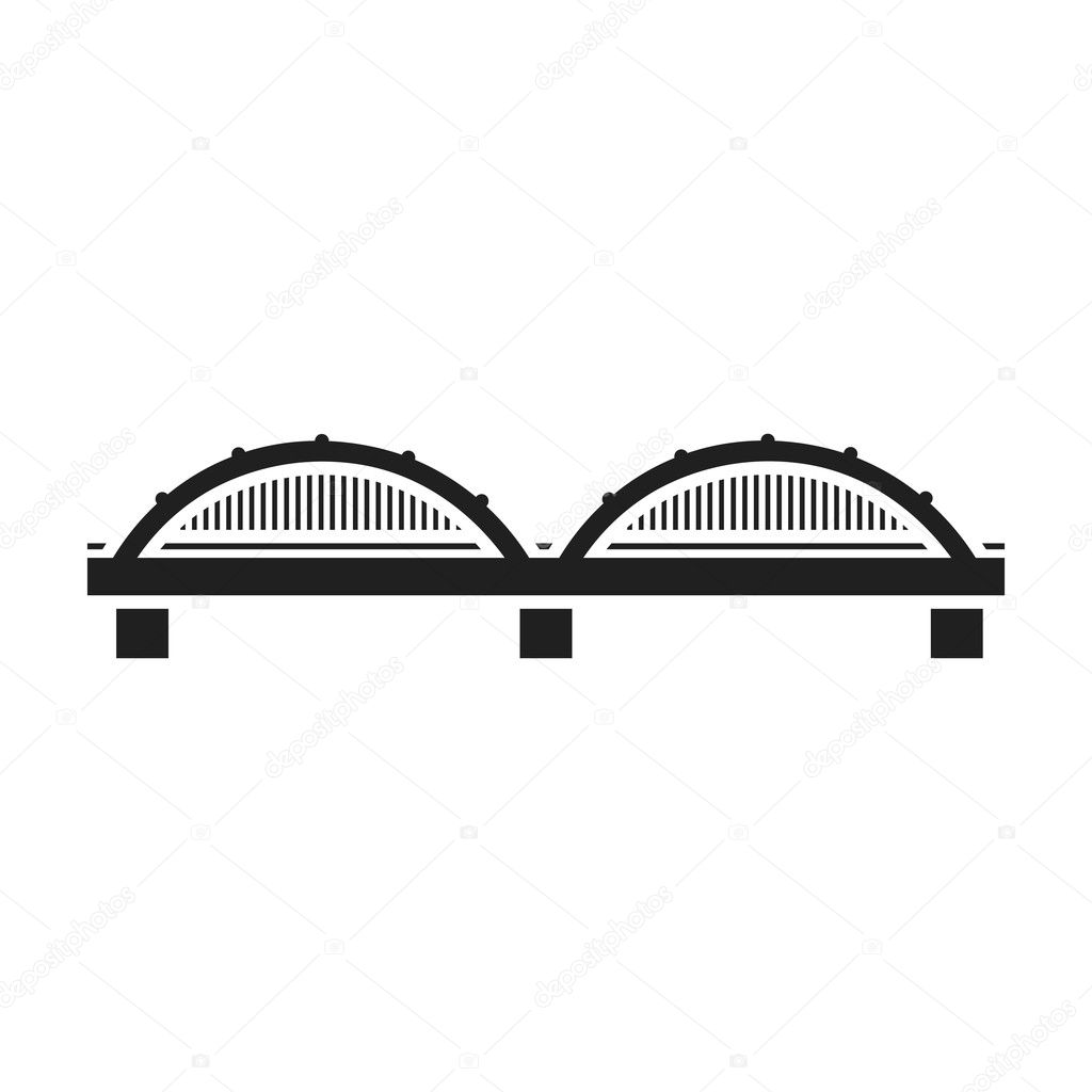 Bridge icon in black style isolated on white background. Building ...
