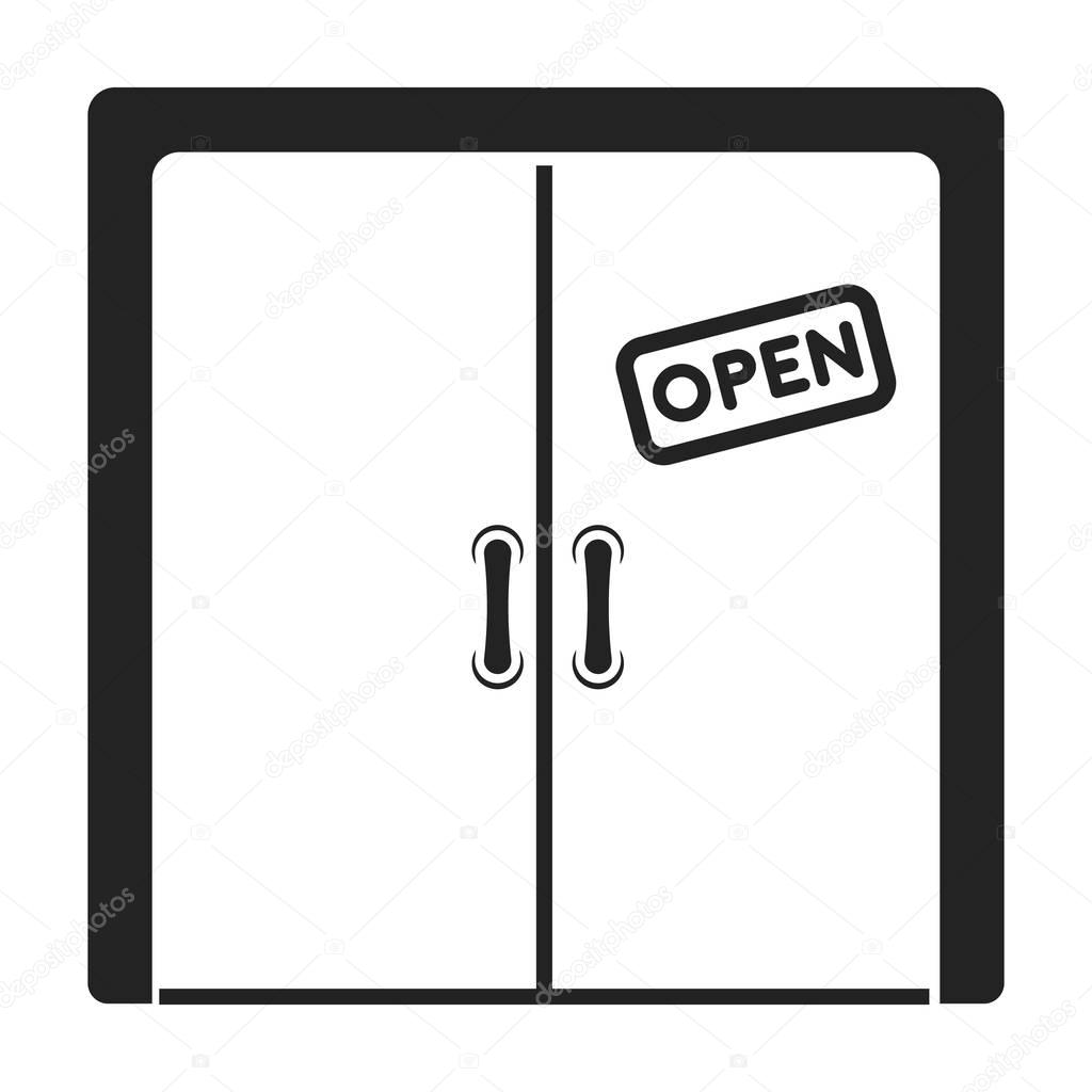 Open store icon in black style isolated on white background. E-commerce ...