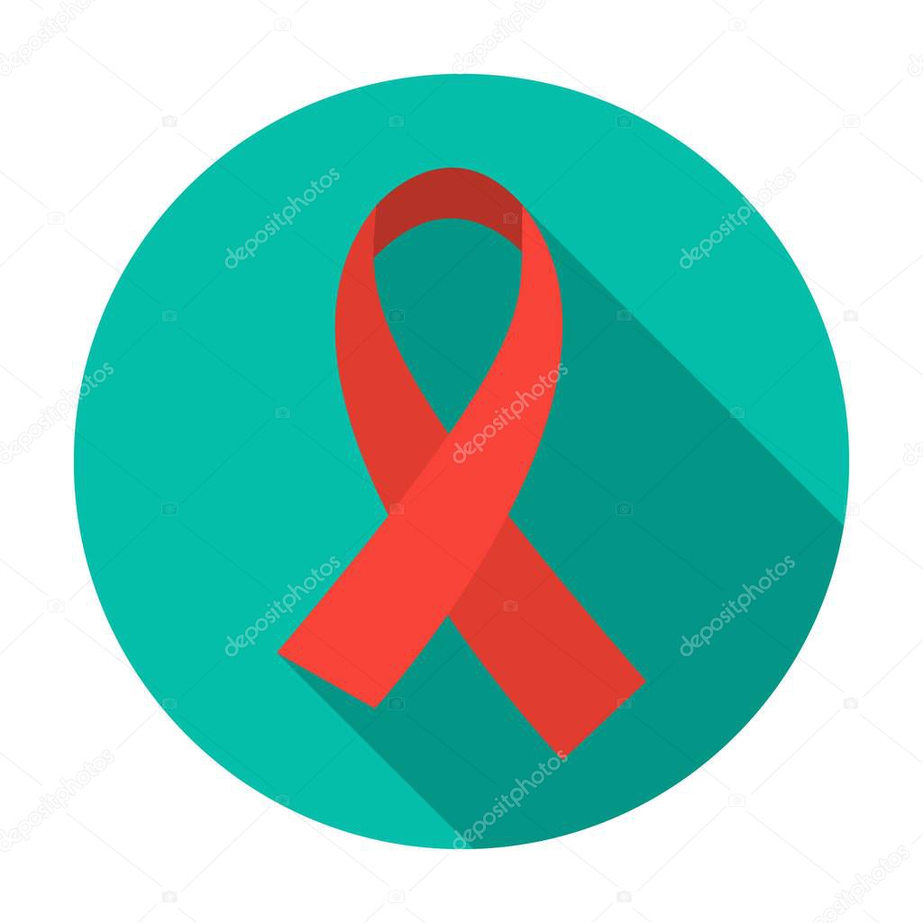 AIDS ribbon icon in flat style isolated on white background. Drugs ...