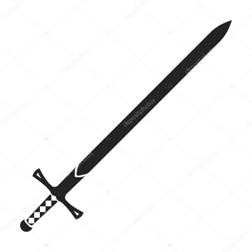 Two-handed sword icon in black style isolated on white background ...