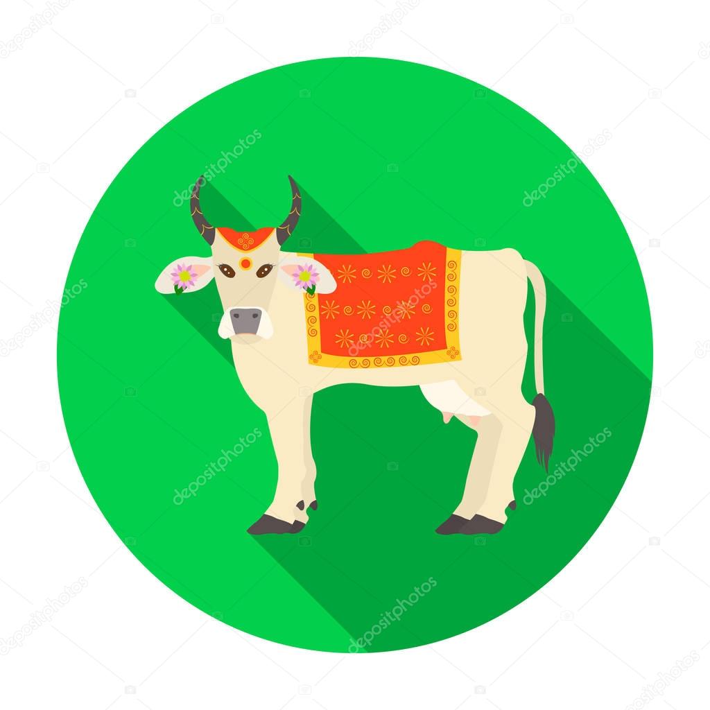 Sacred cow icon in flat style isolated on white background. India symbol stock vector ...