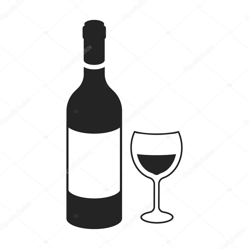 Red wine icon in black style isolated on white background. Alcohol ...
